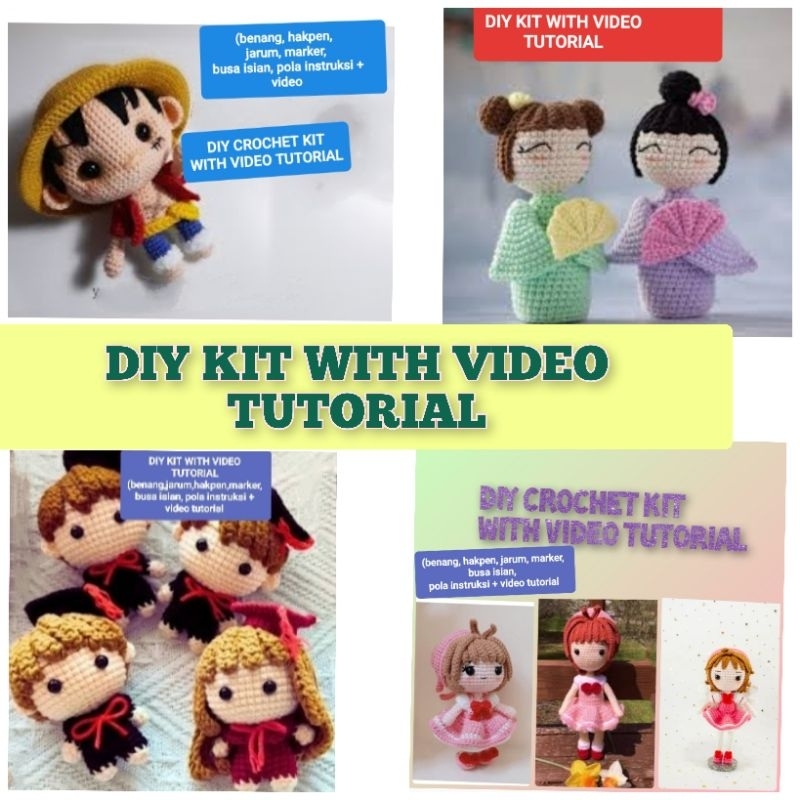 Jual DIY CROCHET KARTUN ANIME AMIGURUMI KIT PAKET MERAJUT WITH VIDEO ...