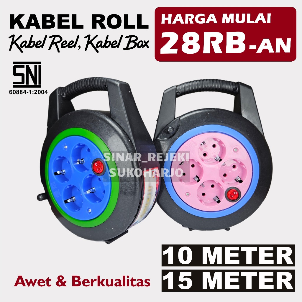 Jual Kabel Rol / Kabel Roll / Kabel Gulung 4 Lubang 10M 10 METER 15M 15 ...