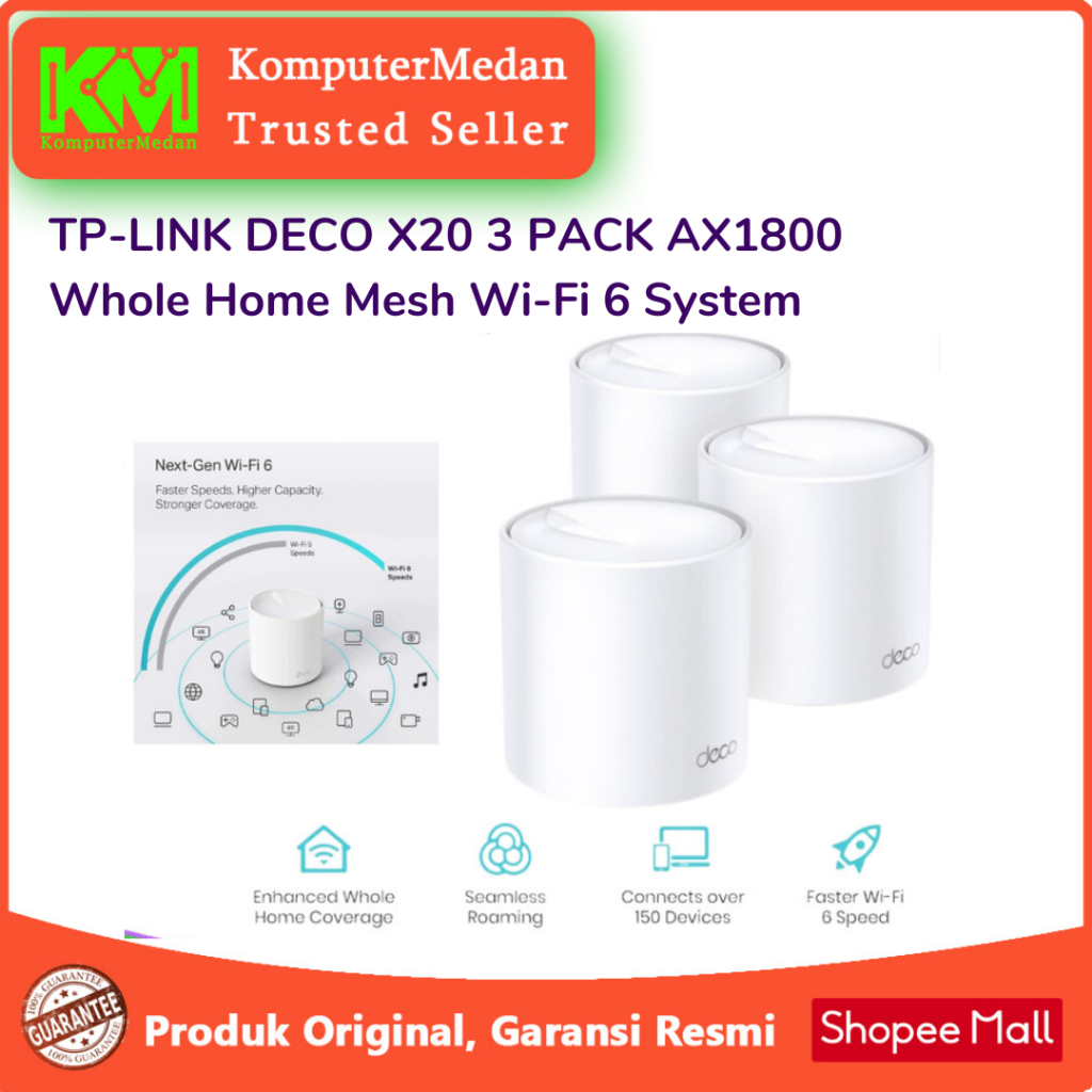 Jual TP-LINK DECO X20 3 PACK AX1800 Whole Home Mesh Wi-Fi 6 System ...