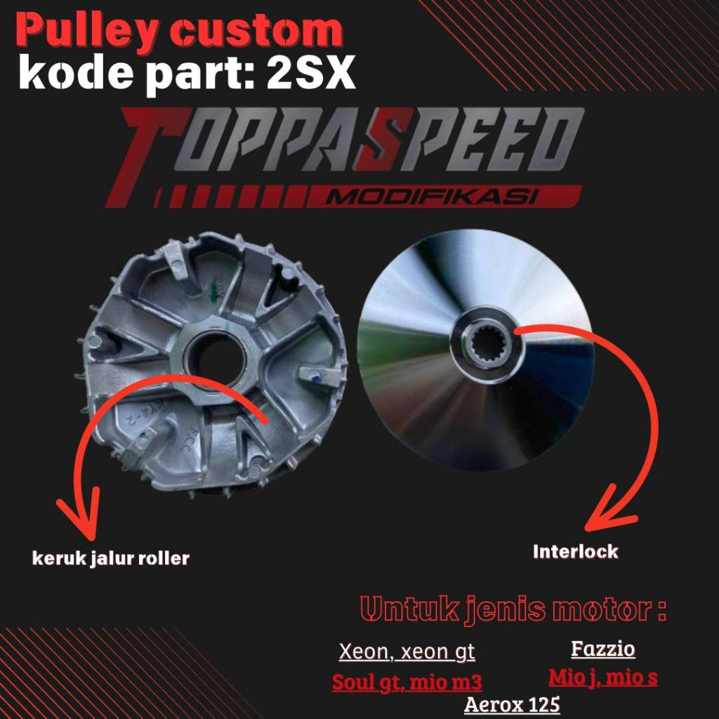 Jual PULLEY MIO M3 CUSTOM 1 SET BUBUT + KEROK JALUR PART ORIGINAL PULI ...