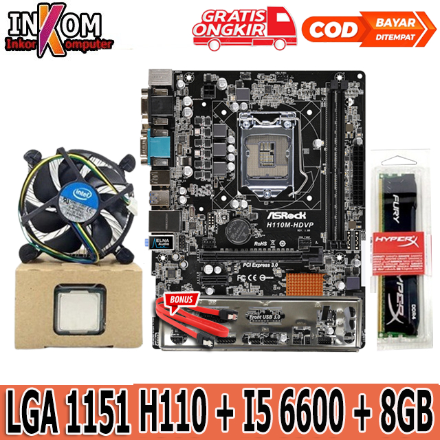 Jual Mobo Motherboard Intel Socket LGA 1151 H110 Onboard Plus Processor I5 dan Ram | Shopee ...