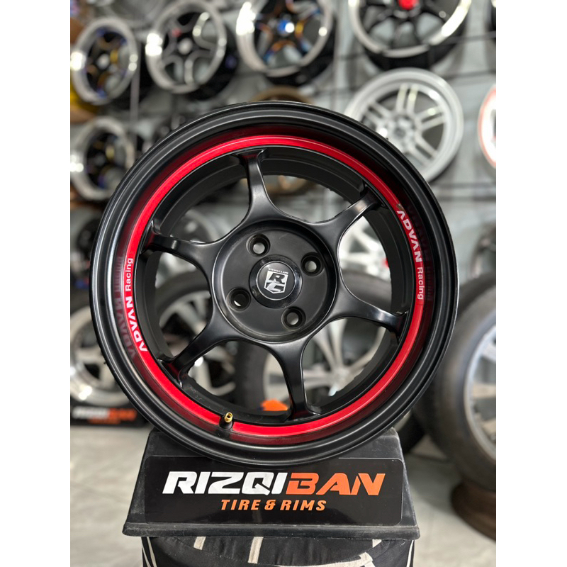 Jual velg advan RG r15 warna black pcd 4x100 lebar 7 kondisi baru | Shopee Indonesia