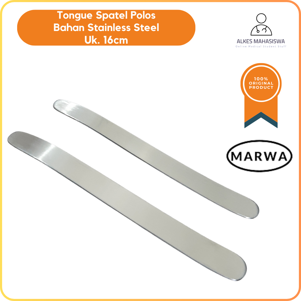 Jual Tongue Spatel Polos Spatula Lidah Polos Stainless Steel 16cm Marwa ...