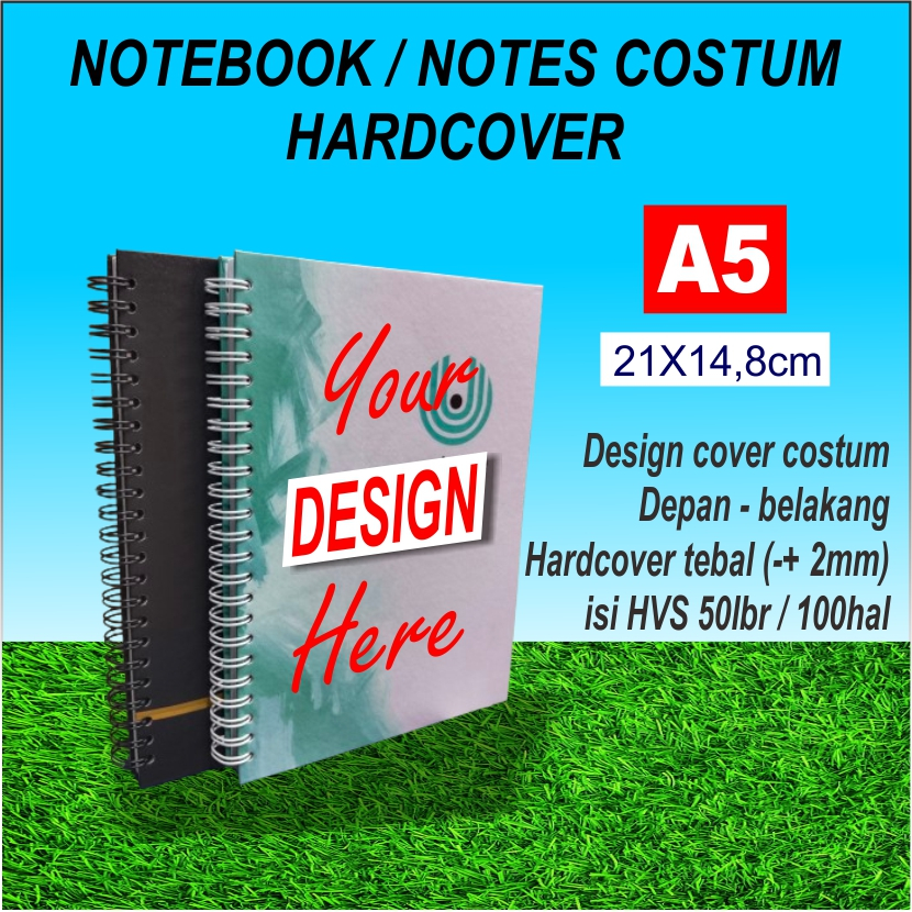 Jual Notebook/notes costum hardcover spiral A5 isi HVS 50lbr | Shopee ...