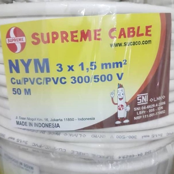 Jual KODE I39O KABEL NYM 3X15 3 X 15 SUPREME KAWAT TEMBAGA KULIT PUTIH ...