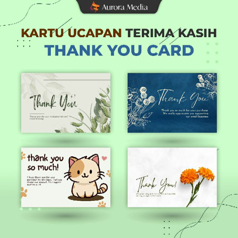 Jual Kartu Ucapan Terima Kasih / Thank You Card / Ucapan Thank You / Gift Card Bisa Custom ...