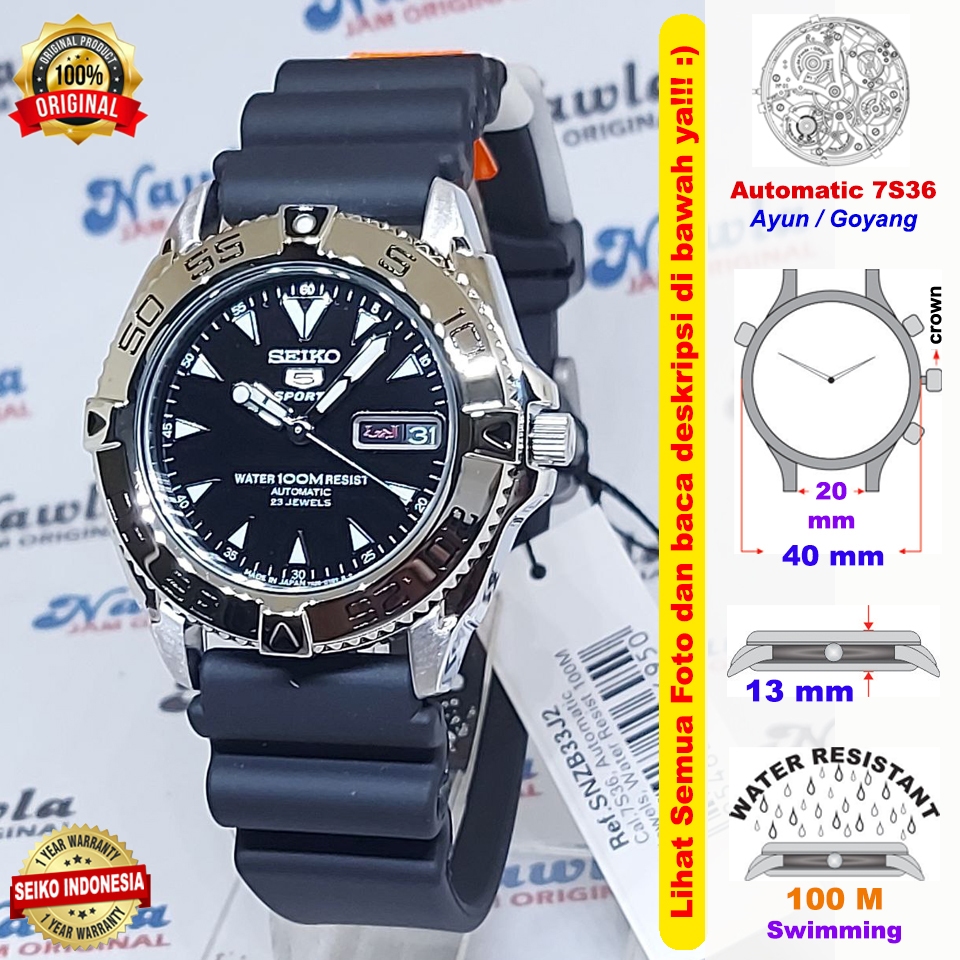 Jual Seiko 5 Sports SNZB33J2 Black Dial Rubber - Jam Tangan Pria SNZB33 ...