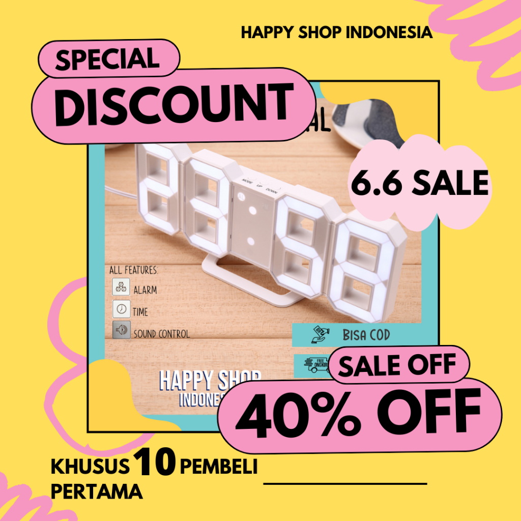 Jual Jam Digital LED Desain Modern 3D Fitur Lengkap Modern Kekinian ...