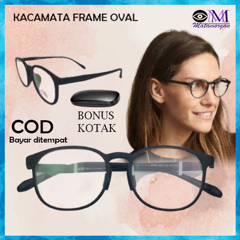 Jual CEPAT KACAMATA FRAME OVAL FRAME HITAM KOKOH UNISEX PRIA WANITA ...