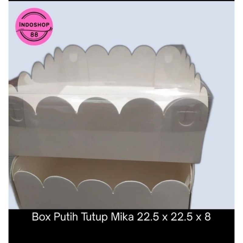 Jual BOX MIKA PUTIH - BOX KUE - BOX PUDDING - KOTAK KARDUS 22x22x8 (ISI ...