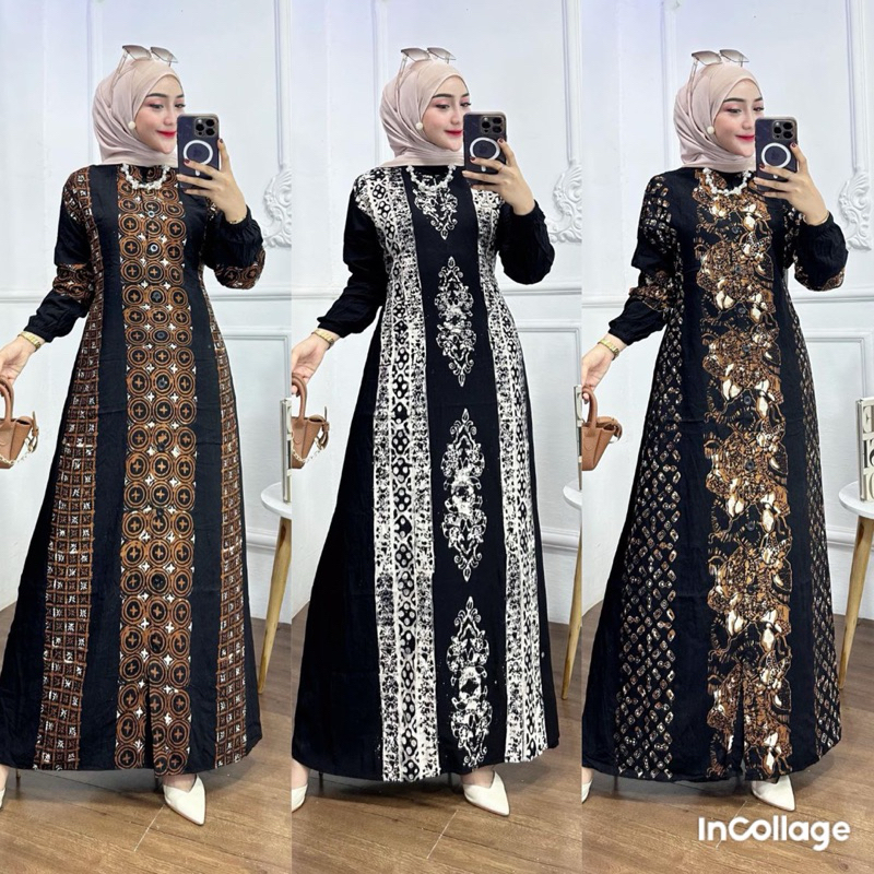 Jual Gamis batik gamis hitam gamis motif bunga terbaru gamis pesta ...