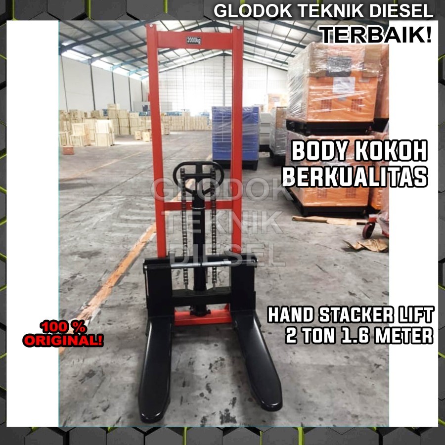Jual Hand Stacker Lift Manual 2 Ton x 1.6 Meter Alat Angkat Barang ...