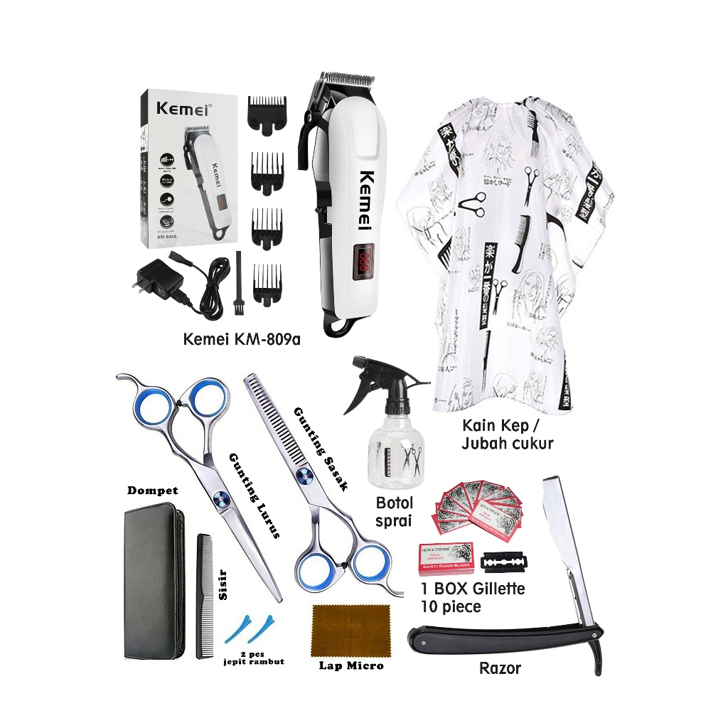 Jual Paket Alat Cukur Rambut Elektrik Barbershop Gunting Rambut Gunting ...