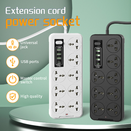 Jual Eight Port 3 USB 1 Type C Colokan Kabel Listrik Stopkontak Kabel ...