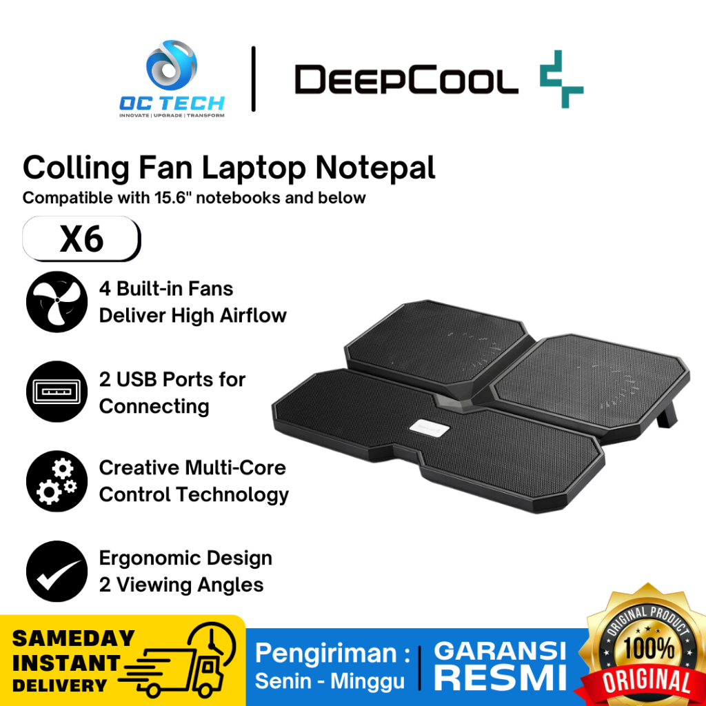 Jual LAPTOP COOLER DEEPCOOL MULTI CORE X6 4 FANS UPTO 15.6" COOLING PAD ...