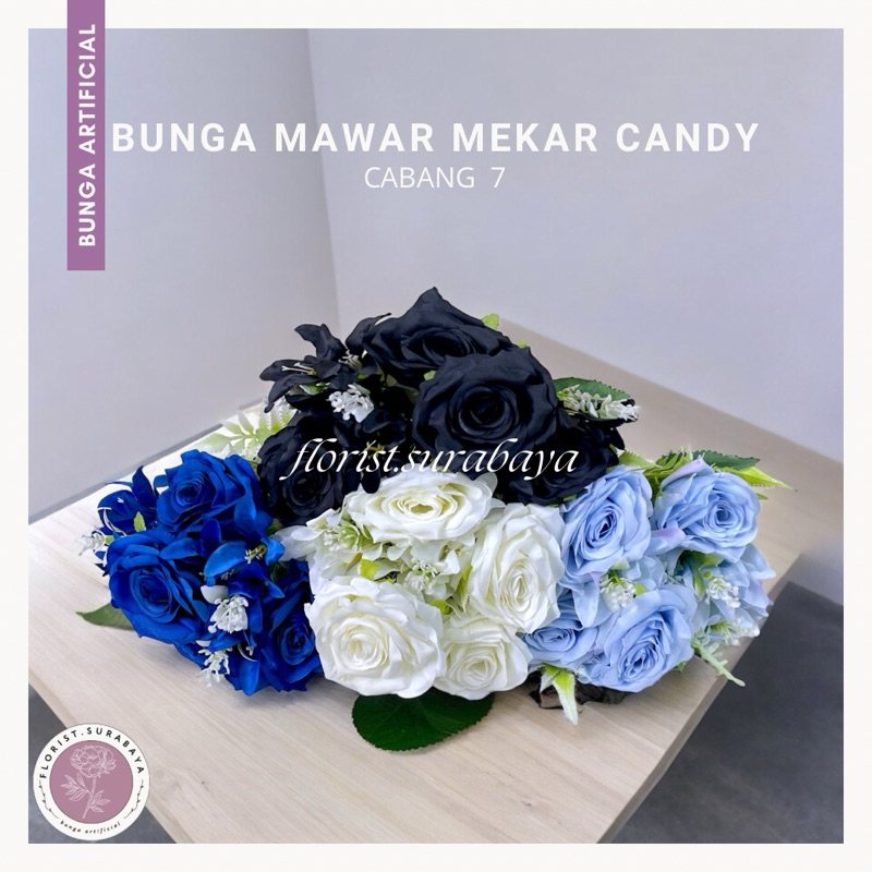 Jual BUNGA MAWAR MEKAR KUNTUMAN SEDANG CABANG 7|BUNGA MAWAR ARTIFICIAL ...