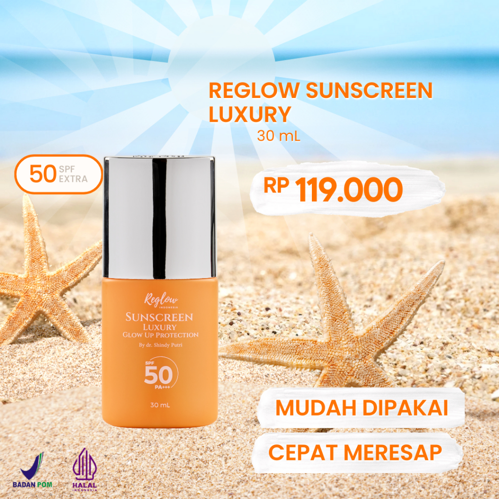 Jual REGLOW SUNSCREEN LUXURY GLOW UP SPF 50+ PA+++ Chemical Sunscreen ...