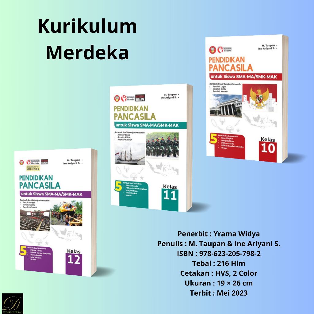 Jual Buku Pendidikan Pancasila/Pkn SMA/SMK/MA/MAK Kelas 10/X/11/XI/12/XII Kurikulum Merdeka ...