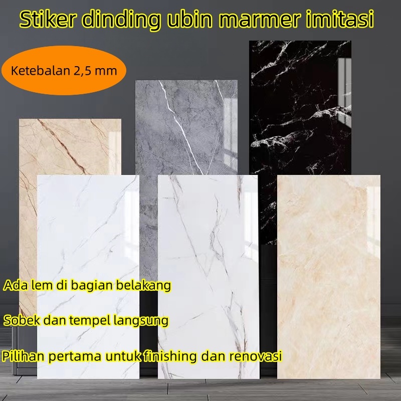 Jual Wallpaper Stiker Dinding Ubin Marmer Imitasi 30X60 Cm/Stiker ...