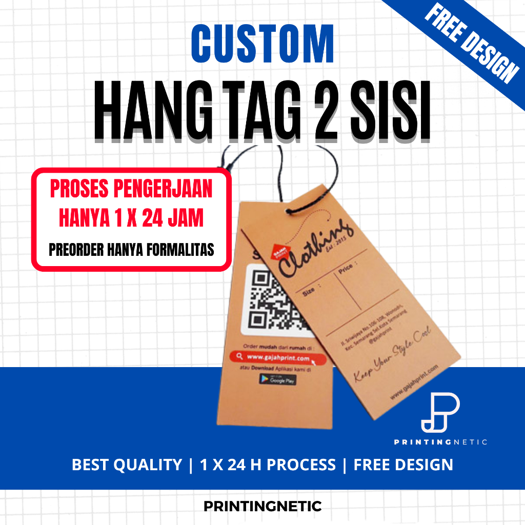 Jual (FREE DESIGN) Custom Hang Tag (2 Sisi) / Label Tag Baju / Hang Tag ...