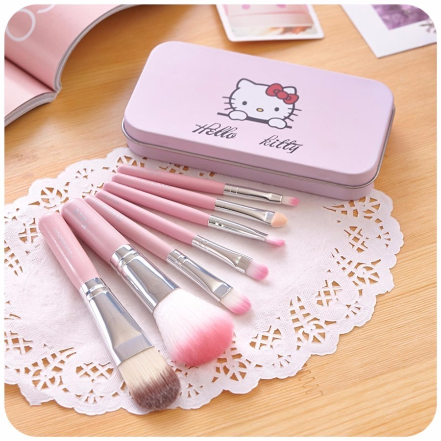 Jual Kuas make up satu set isi 7 motif hello Kitty / Make Up Brush Set ...
