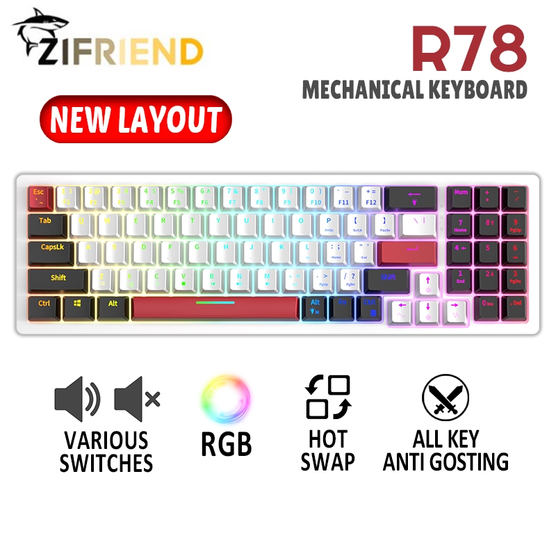 Jual ZIFRIEND R78 Keyboard Gaming Mechanical 78 Keys Ergonomic Design ...