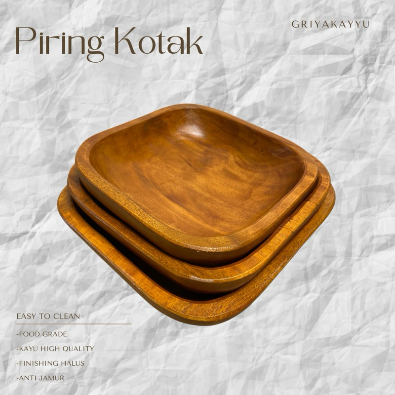 Jual JATI SET Piring Persegi - piring kayu Jati Kotak - piring kayu ...