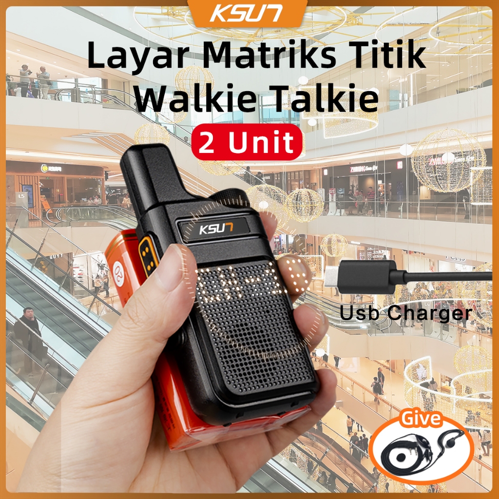 Jual KSUN M6 Walkie Talkie Matriks Screen Handy Talky Two Way Radio 2 Unit Black Mini walkie ...
