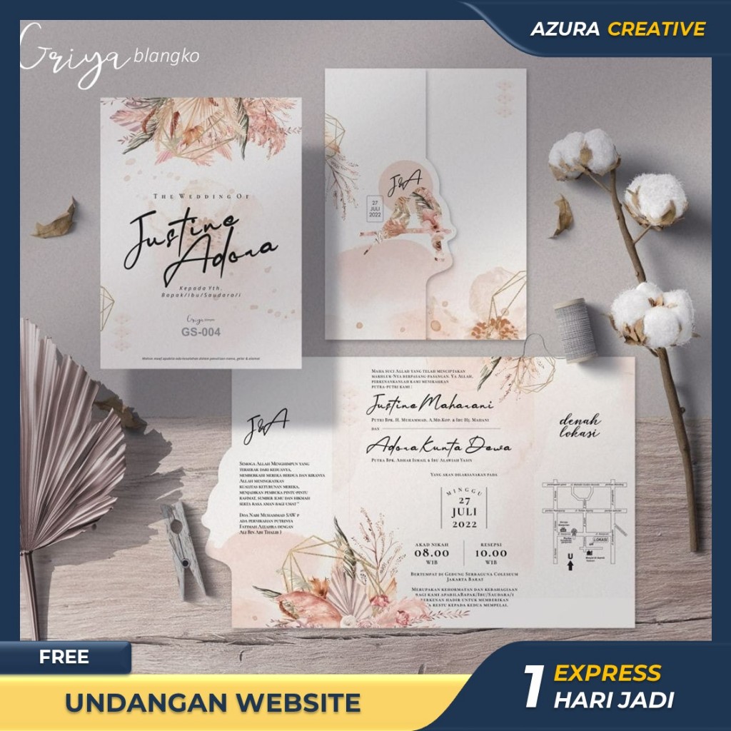 Jual AZURA Cetak Express Undangan Pernikahan Softcover Aesthetic Elegan ...