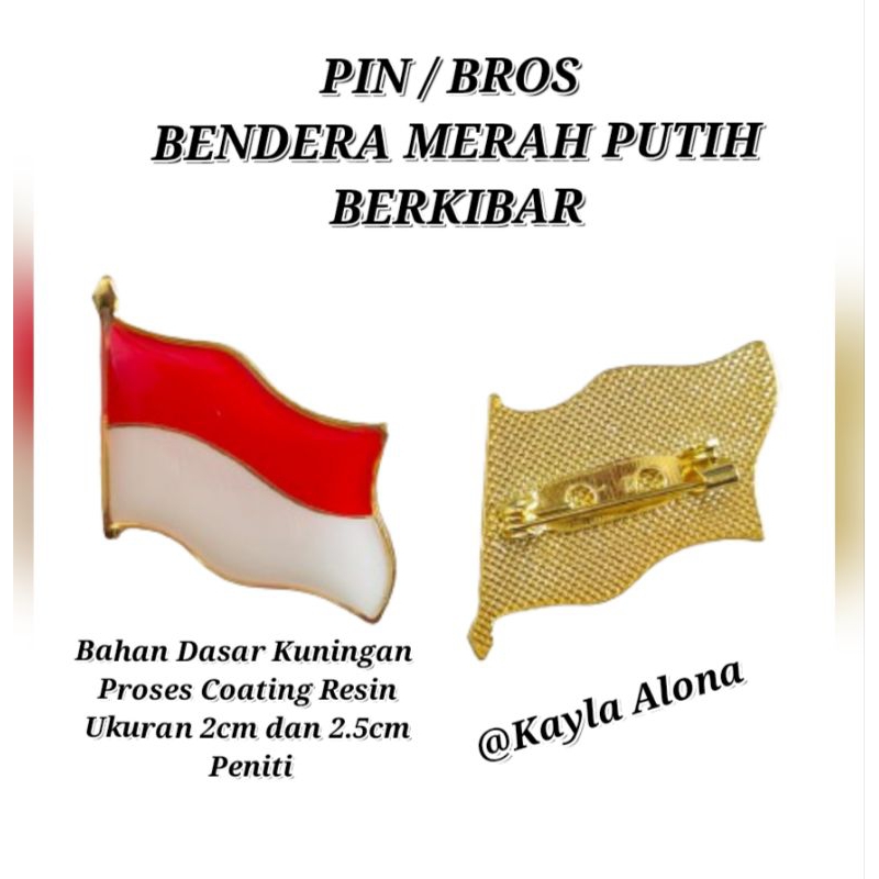 Jual PIN BENDERA MERAH PUTIH BERKIBAR ( KUNINGAN ) | Shopee Indonesia