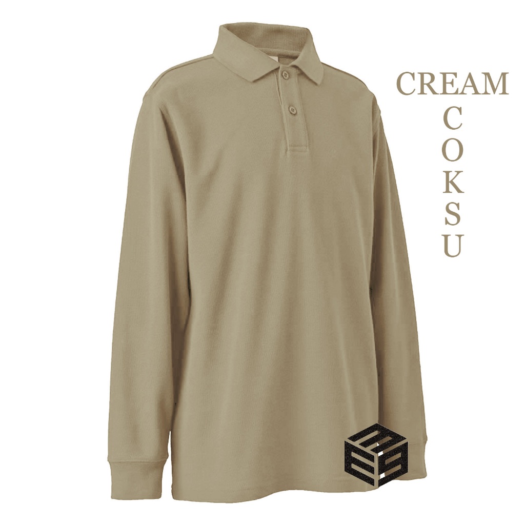 Jual E39Fashion | Polo Shirt CREAM Lengan Panjang / Kaos kerah Polos ...