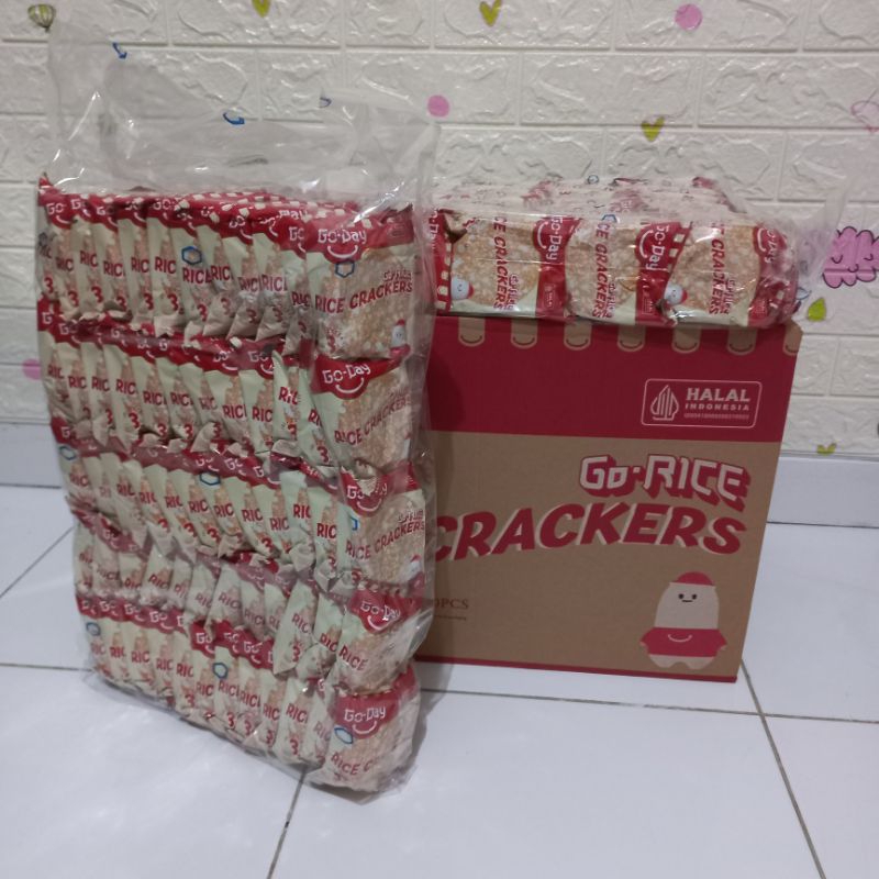 Jual Biskuit Go Day Rice Crackers 1 pack isi 60pcs | Shopee Indonesia