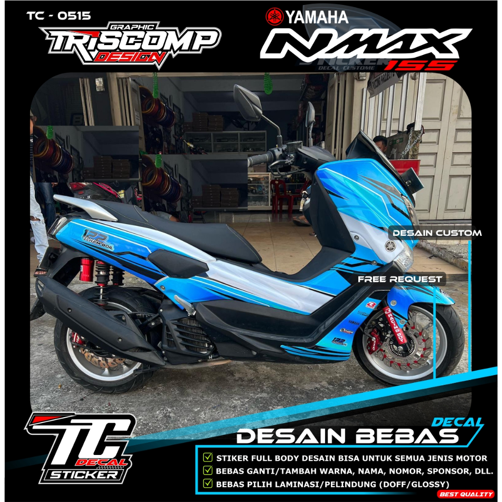 Jual Decal custom NMAX lama warna biru muda simpel glossy fullbody ...