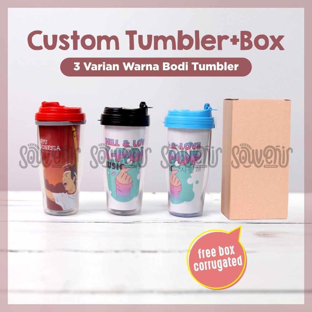 Jual Tumbler Insert Paper Gratis desain + BOX polos corrugated Botol ...