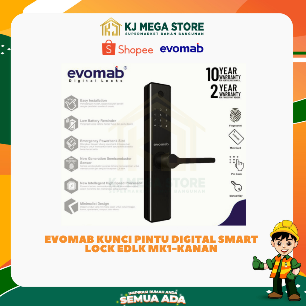 Jual EVOMAB Kunci Pintu Digital Smart Lock EDLK MK1-KANAN | Shopee ...