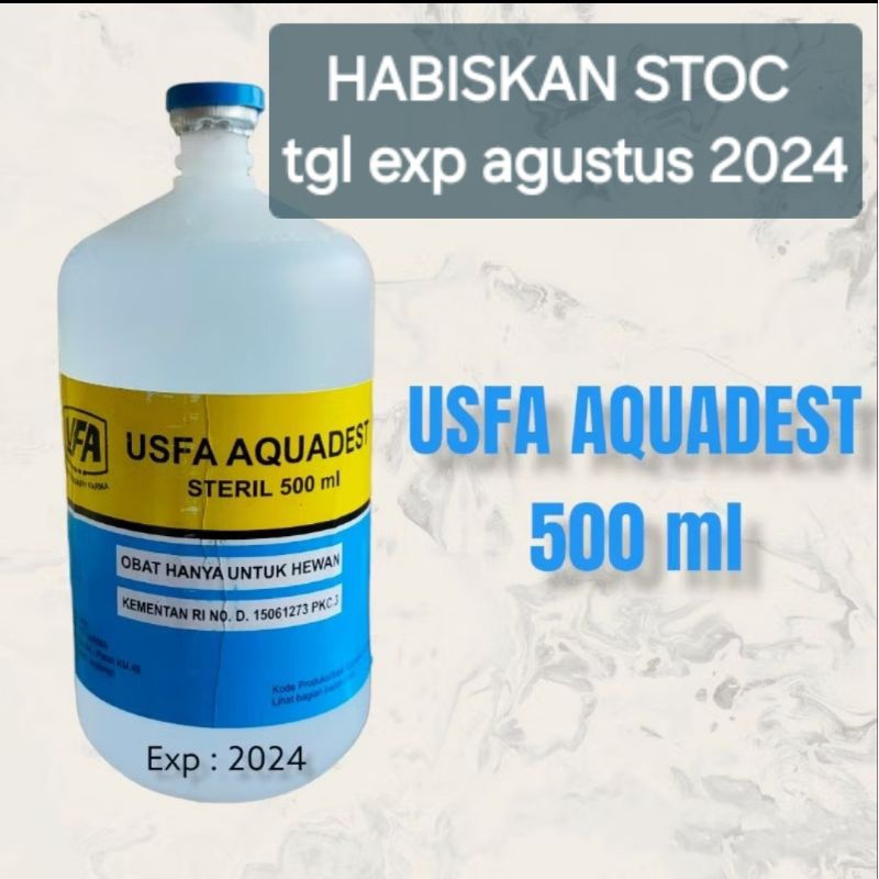 Jual usfa aquadest 500 ml aquades 500 ml pelarut vaksin ayam | Shopee ...
