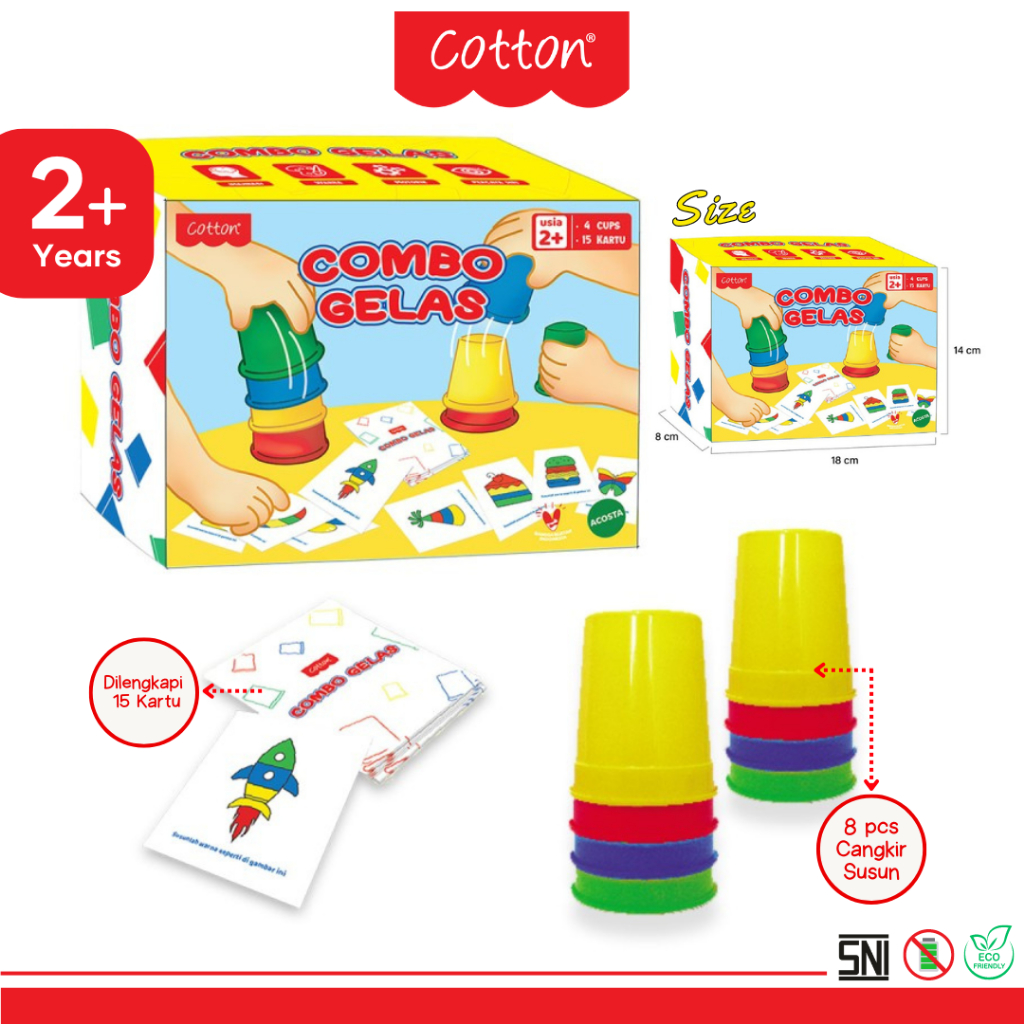 Jual Cotton Mainan / Montessori Game Stacking Cup Combo Gelas Susun ...