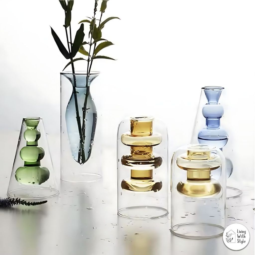 Jual Living With Style - Ava Double Glass Wall Flower Vase / Vas Bunga ...