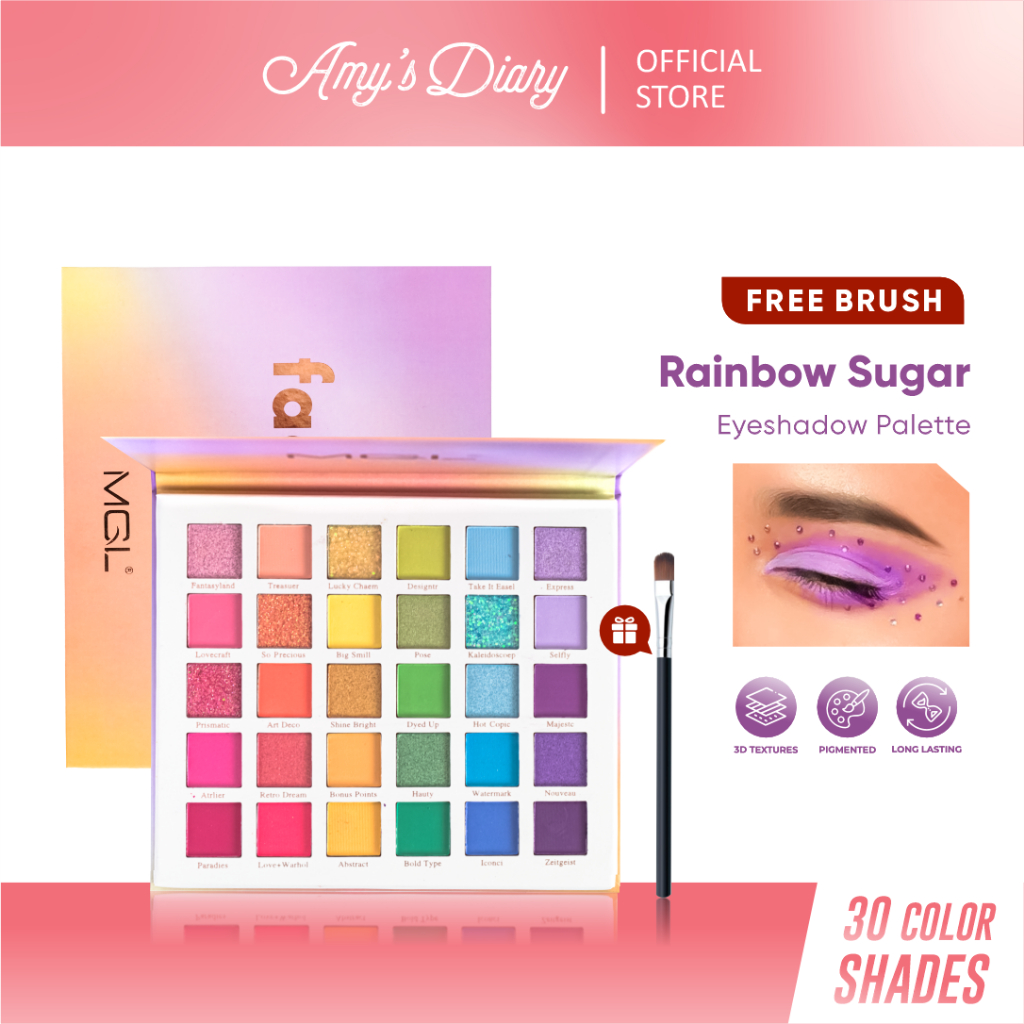 Jual AMY'S DIARY MGL Eyeshadow Palette 30 Color Rainbow Sugar Matte ...