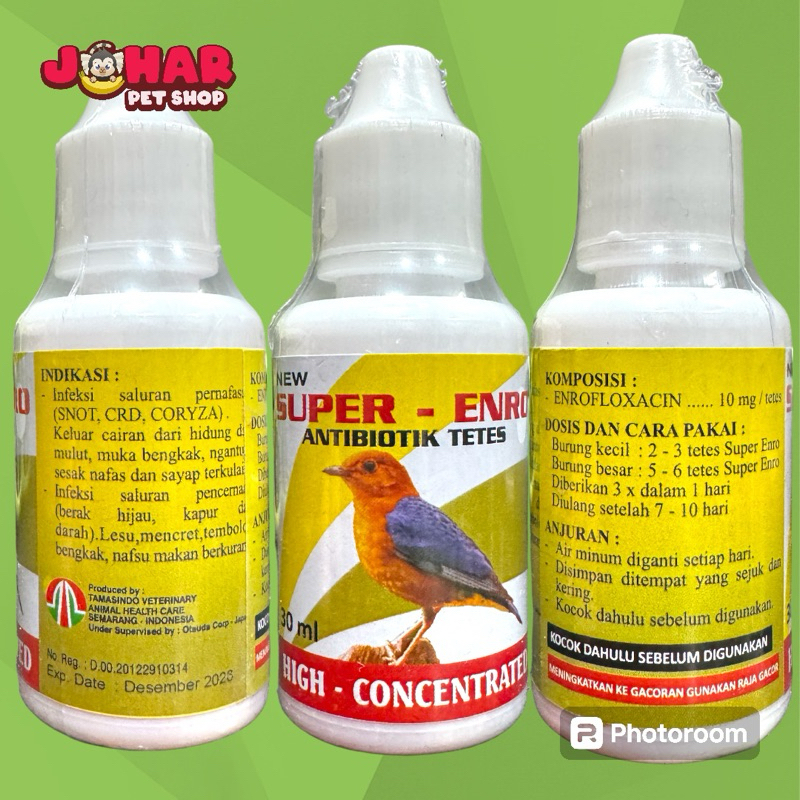 Jual Super Enro 30ml antibiotik burung infeksi lesu sakit berak kapur ...