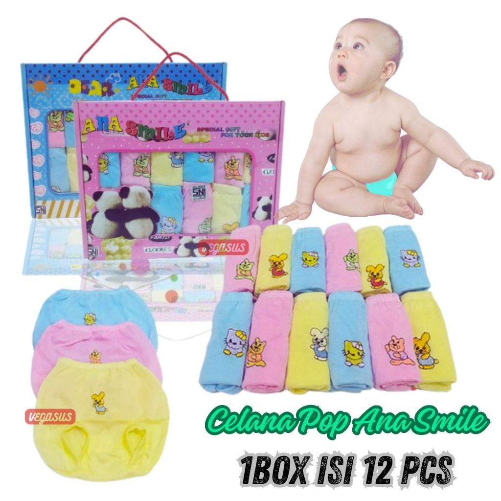 Jual Celana Pop Box 12 Pcs Ana Smile&Happy Time/0 - 6 bulan Celana POP Super Soft-Vegasus Store ...