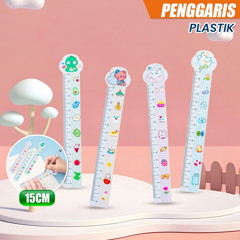 Jual Penggaris Plastik 15cm Anak Pelajar Karakter Lucu Alat Tulis ...
