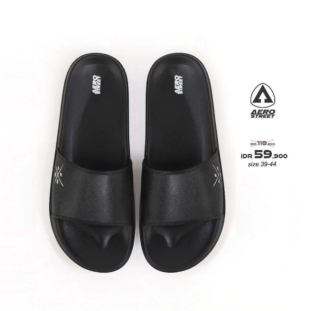 Jual Aerostreet 39-44 Xenon Hitam Hitam - Sandal Sendal Selop Slip On ...