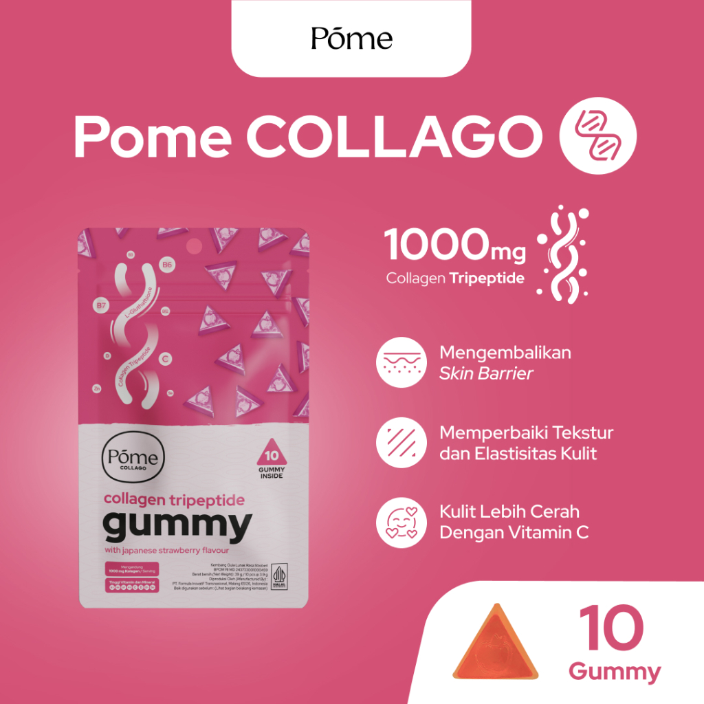 Jual Pome COLLAGO - Collagen Tripeptide Gummy with Glutathione, Vitamin ...