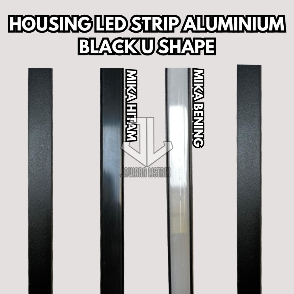 Jual HOUSING RUMAH LED STRIP U SHAPE ALUMUNIUM TEBAL PER 1 METER HITAM ...