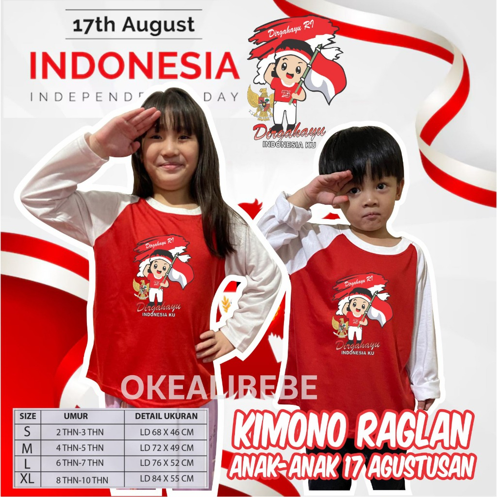 Jual KAOS 80 INDONESIA KIMONO ANAK ANAK MERAH PUTIH LAGLAN ANAK HUT RI ...