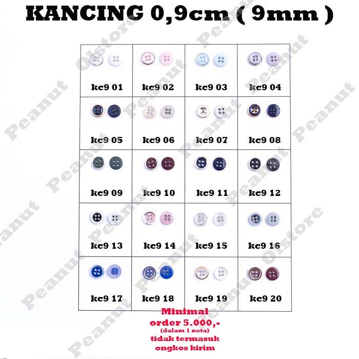 Jual [ Harga per 6 biji ] Kancing 0,9cm ( 9mm ) ukuran kecil [ perak ...