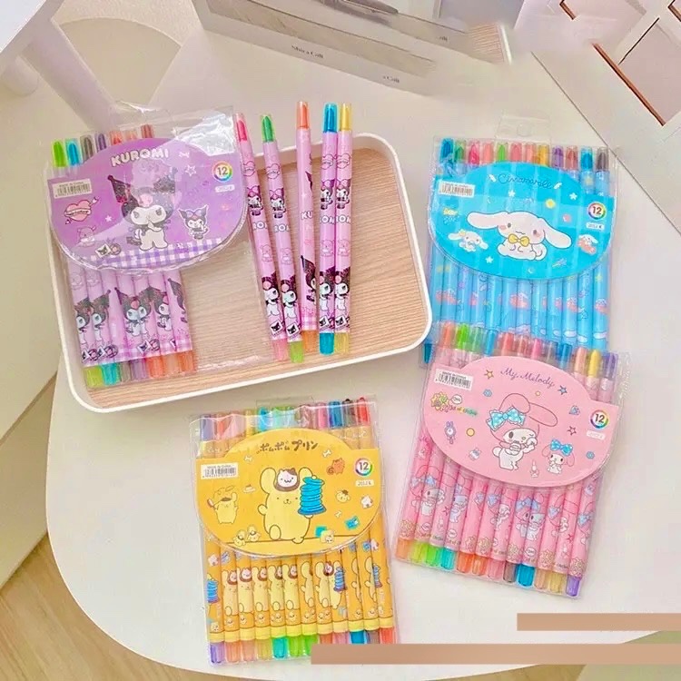 Jual Crayon Stick Putar isi 12 Warna Crayon Panjang Putar Pensil Warna ...