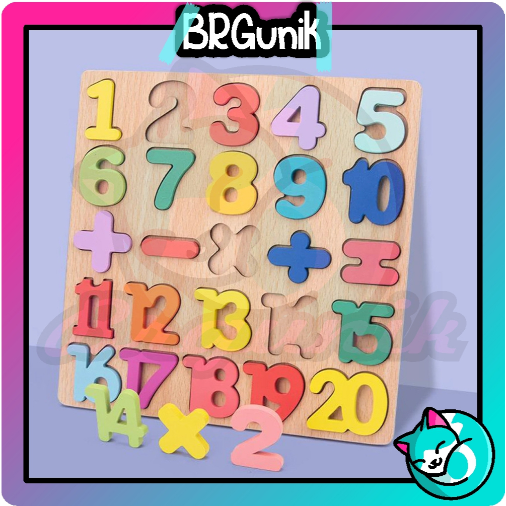 Jual BRGUNIK Mainan Kayu Pintar Medium Chunky Puzzle Huruf Shape Dan ...