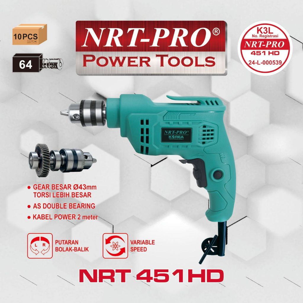 Jual NRT-PRO Mesin Bor Listrik 10mm / Gear Besar / Torsi Besar NRT PRO ...